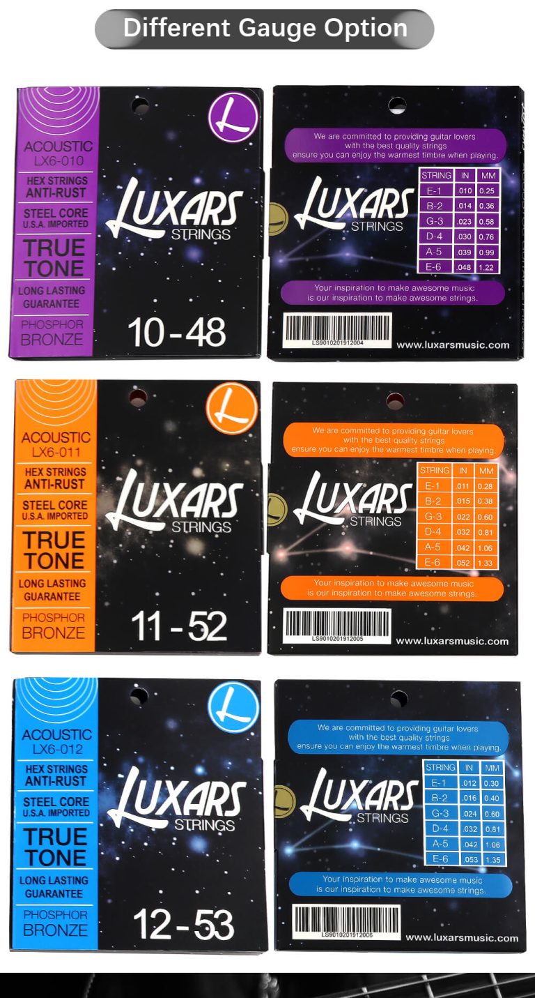 מיתרים לגיטרה אקוסטית - LUXARS - LX6 - 0.12 | סט מיתרים לגיטרה
